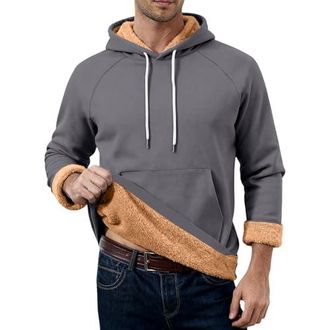Generic Sweat &agrave; capuche pour homme - Cordon de serrage - T-shirt &agrave; manches longues - Couleur unie - Sweat &agrave; capuche doubl&eacute; - Confortable - Pull en polaire d&eacute;c
