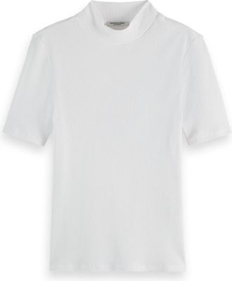 Scotch & Soda Damen Core Mock Neck Rib T-Shirt, White 0006, S EU