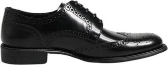 Dolce & Gabbana Homme, Chaussures, Noir, Taille: 41 EU Chaussures Formelles en Cuir Noir avec Wingtip