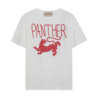 Valentino Garavani Bedrucktes Baumwoll-T-Shirt - - Tops - Damen - Wei&szlig; - M