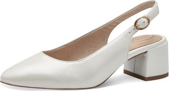 Tamaris Comfort Damen Slingpumps aus Leder Elegant, Weiß (Pearlized1), 37 EU