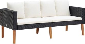 vidaXL Vidaxl - 2-Sitzer-Gartensofa mit Auflagen Poly Rattan Schwarz