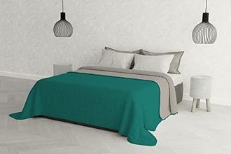 Italian Bed Linen MB Home Italy Elegant Sommer-steppdecke, 260x270 cm, Hell Grau/Wasser Gr&uuml;n