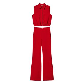 Twinset Cr&ecirc;pe Cady Bluse und Hose mit Oval T - - Jumpsuits & Playsuits - Damen - Rot - M