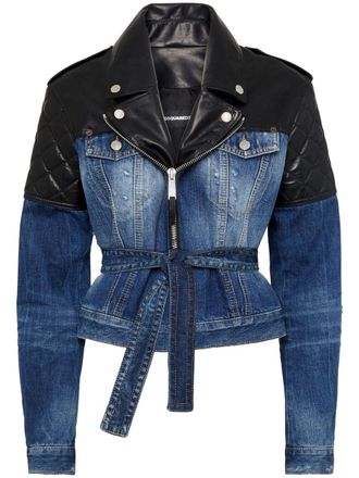Dsquared2 veste en jean à empiècements - Bleu