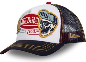Von Dutch Casquette Homme & Femme Badge, Casquette Trucker Ajustable avec Snapback, Blanc Taille TU