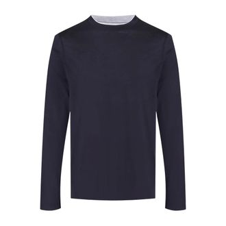 Brunello Cucinelli Langarmshirt mit Lagenbesatz - - Tops - Herren - Blau - M