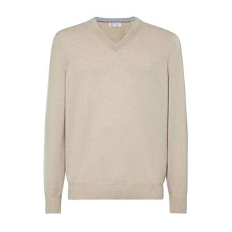 Brunello Cucinelli Kaschmirpullover mit V-Ausschnitt - - Knitwear - Herren - Beige - 2XL