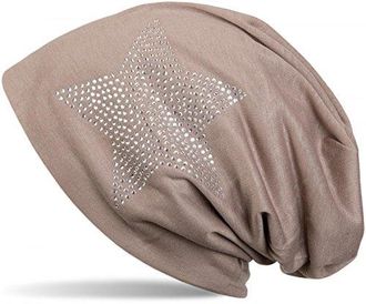 styleBREAKER Chapeau Bonnet Classique avec Application Strass &eacute;toiles, Facile, Unisexe 04024019, Couleur:Boue