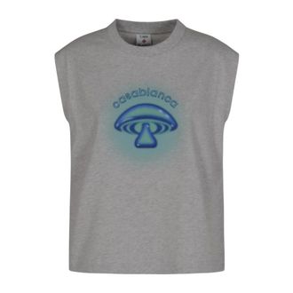 Casablanca Femme, Tops, Gris, Taille: 36 FR T-shirt sans manches Airbrush Mushroom