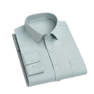 Generic Chemise &eacute;lastique &agrave; manches longues pour homme, coupe ajust&eacute;e, chemise formelle de bureau couleur unie, 1006-tl09, XXL