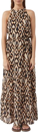 Comma Flie&szlig;endes Maxikleid mit amerikanischer Schulter und All-Over-Print