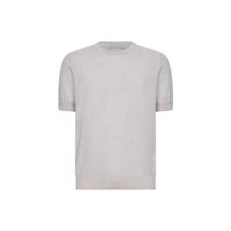 D4.0 Gestreiftes geripptes T-Shirt mit Rundhalsausschnitt - - Tops - Herren - Beige - L
