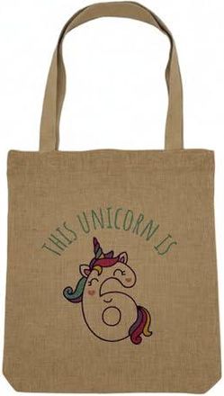 Fabulous Sac Shopping Tote Bag Aspect Lin - This Unicorn is 6 Celebration Birthday Party Gift Magical Fantasy - Sac de Courses Toile Epaisse 360g Beige Naturel