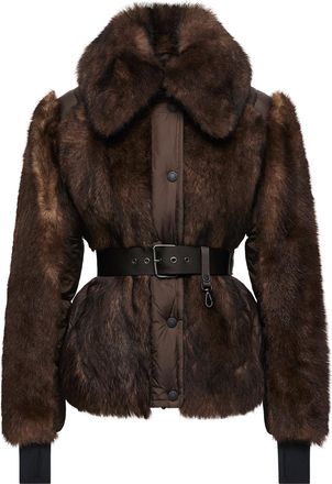 Moncler Moncler Doudoune Courte Valdivian En Shearling, Femme, Marron, Taille: 1