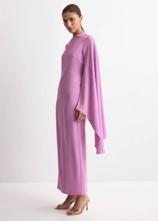 Mango Robe longue cape asym&eacute;trique violet clair/pastel - Femme - XS - MANGO
