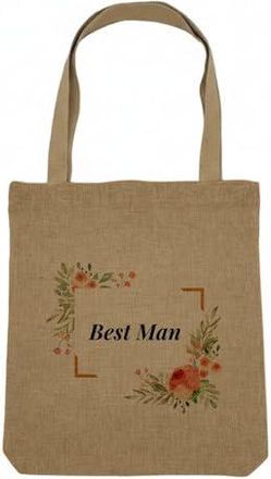 Fabulous Sac Shopping Tote Bag Aspect Lin - Best Man Wedding Bride Floral Frame - Sac de Courses Toile Epaisse 360g Beige Naturel Cabas Port&eacute; Epaule Solide Imp
