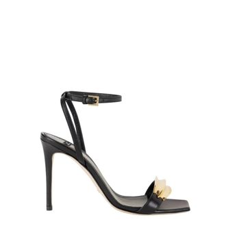 Elisabetta Franchi Femme, Chaussures, Noir, Taille: 37 EU Sandales en cuir avec d&eacute;tail de bijou