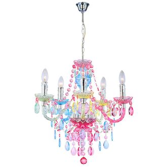 Globo Lighting Decken Pendel Kronleuchter Wohn Ess Zimmer Luster Kristall H&auml;nge Leuchte bunt Globo 63218-5