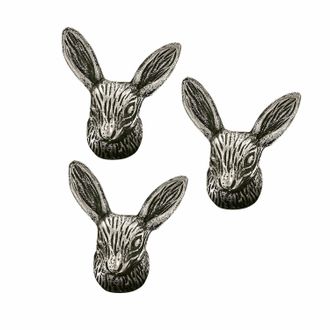 Loberon Deko-Pin 3er Set Gimont, Kerzendekoration mit Hasenmotiv, Hasen-Pins, Ostern, Osterdekoration, antiksilber