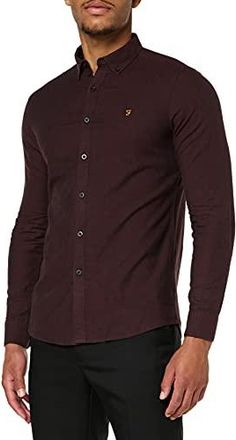 Farah Steen Chemise en Coton brossé pour Homme Coupe ajustée - Rouge - S