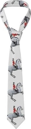 Generic Cravate DAffaires Cavalier &Agrave; Bride Rouge Pour Cheval Gris Classique Men Tie &Eacute;l&eacute;gant Cravate Pour L&Eacute;cole C&eacute;l&eacute;brations Mariage