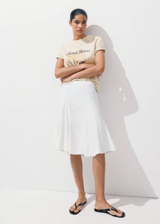 Mango Bedrucktes Baumwoll-T-Shirt beige - Damen - XS - MANGO