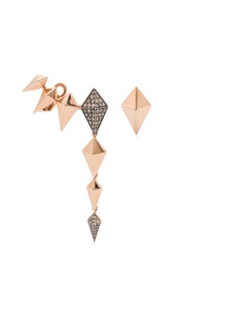 Anapsara boucles doreilles asymétriques en or rose 18ct pavées de diamants