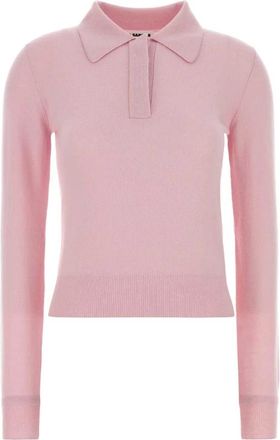 Jil Sander Femme, Tops, Rose, Taille: 40 FR Pull Polo En Laine L&eacute;g&egrave;re
