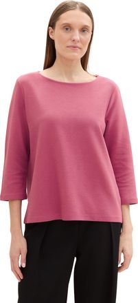 Tom Tailor Damen 1043102 Langarm Shirt mit Struktur, 16348-pink Velvet, S