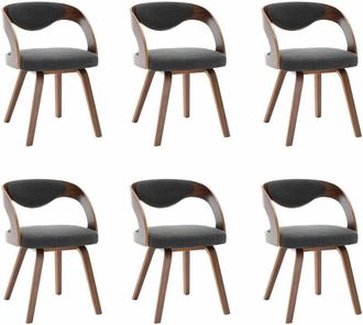 vidaXL Vidaxl - Chaises à manger lot de 6 gris foncé bois courbé et tissu