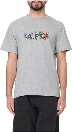 A.P.C. A.p.c., Homme, Tops, Gris, Taille: L Floral Tiger Embroidered Tee