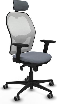 Piqueras y Crespo Computerstuhl mit 2D-Armen, h&ouml;henverstellbare Lendenwirbelst&uuml;tze und h&ouml;henverstellbares Kopfteil, Wei&szlig;/Grau