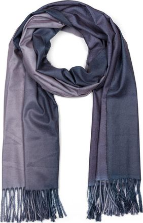 styleBREAKER Damen Schal mit 2-farbigem Farbverlauf und Fransen, warme Winter Stola mehrfarbig, Ombr&eacute; Look 01017147, Farbe:Grau-Schwarz