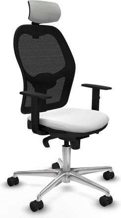 Piqueras y Crespo Schreibtischstuhl mit 1D-Armen, h&ouml;henverstellbare Lendenwirbelst&uuml;tze und h&ouml;henverstellbares Kopfteil, Schwarz / Wei&szlig;