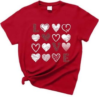 Generic T-shirt graphique pour femme pour la Saint-Valentin 2026, Rouge, M