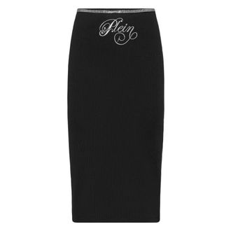 Philipp Plein Femme, Jupes, Noir, Taille: 36 FR Long Skirt Signature