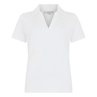 Vince Femme, Tops, Blanc, Taille: 38 FR Polo en maille c&ocirc;tel&eacute;e de coton m&eacute;lang&eacute;