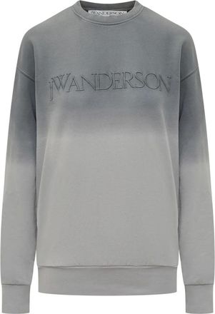 J.W.Anderson Femme, Sweatshirts et sweats &agrave; capuche, Gris, Taille: 38 FR Logo Embroidery Gradient SweaT-shirt