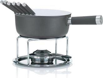 KELA Kela Set à fondue de fromage 10 piècesFonte daluminium, revêtement en céramique, convient pour plaque à induction, 1 l gris