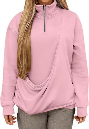Generic Sweat-shirt &agrave; poche pour animaux de compagnie pour femme, sweat-shirt surdimensionn&eacute; &agrave; demi-fermeture &eacute;clair avec poche c&acirc;linante, manteau chaud &agrave; man