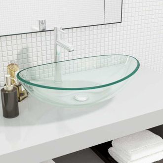 vidaXL vidaXL Waschbecken Hartglas 54,5x35x15,5 cm Transparent
