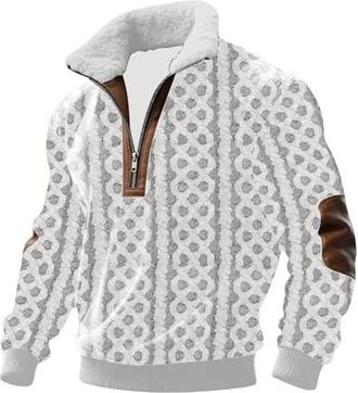 Generic Sweat en polaire pour homme avec fermeture éclair quart de col cadet - Sweat à capuche Christ Muscle Tops Patch Pull pour la vie quotidienne - Cadeau 