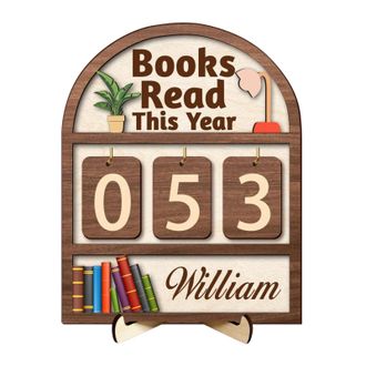 Generic B&uuml;cher Z&auml;hler, Holz Regale Deko,Books Read This Year Counter, Buchz&auml;hler B&uuml;cher Deko, Lese-Tracker-Schild, F&uuml;r Arbeitsplatz Bibliothek Regalecke Wohnz