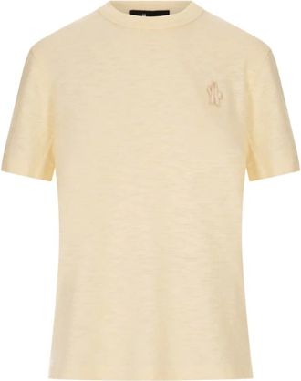 Moncler Femme, Tops, Beige, Taille: 40 FR SS T-Shirt
