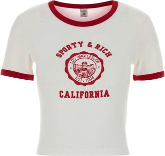 Sporty & Rich Femme, Tops, Blanc, Taille: 42 FR Cotton T-Shirt