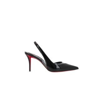 Christian Louboutin Femme, Chaussures, Noir, Taille: 40 EU Talons en Cuir Verni Noir et PVC