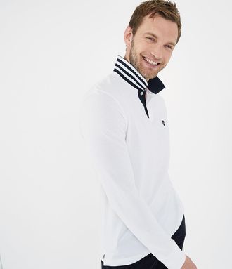 Eden Park Polo Blanc En Coton Avec Col Contrast&eacute; Old Ref Pp