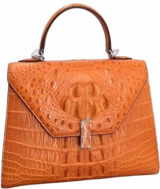 Generic Sac cabas pour femme, sac à main de créateur en cuir dalligator véritable, sac bandoulière en cuir de crocodile