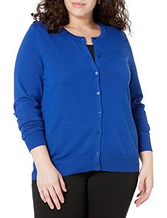 Amazon Essentials Gilet Col Rond Léger (Grandes Tailles Disponibles) Femme, Bleu Vif, XXL